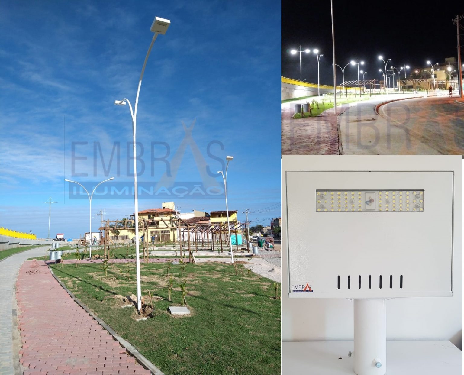 POSTE AÇO GALVANIZADO A FOGO E PINTADO COM LUMINARIA EM ALUMÍNIO SUPER ...